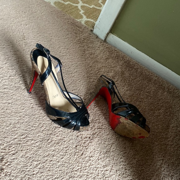 Shoes | Christian Loubitan Sandals Brown Corn Heel | Poshmark